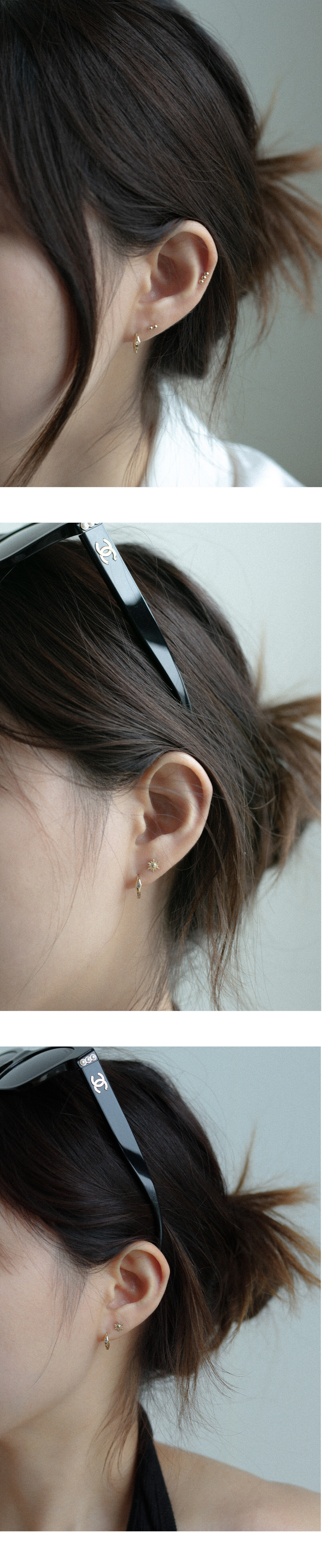 14k middle cubic point one touch ring earring - 감도 깊은 취향 셀렉트샵 29CM