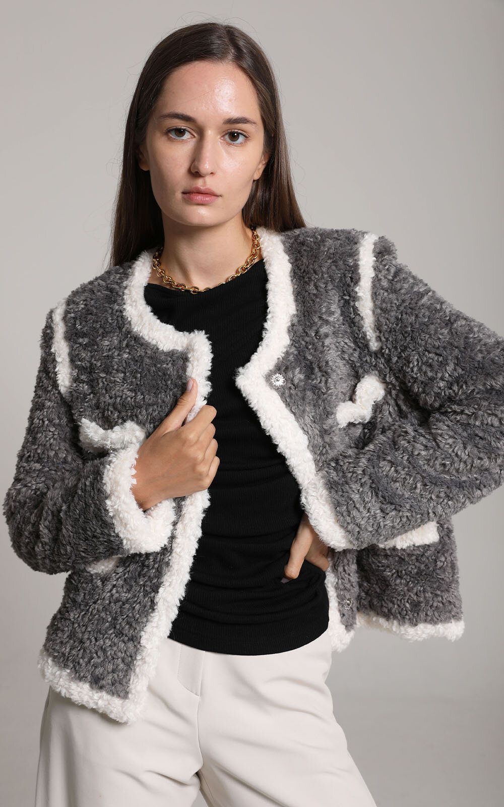 02ARMOIRE(세컨드 아르무아) Luna Fur Jacket _ Grey | S.I.VILLAGE (에스아이빌리지)